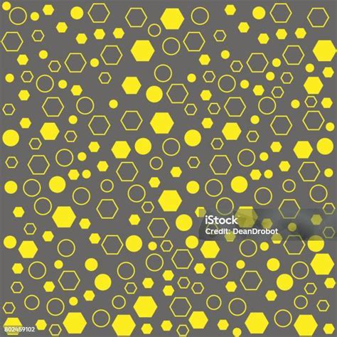 グレーに黄色の混沌としたドットのシームレスなパターンベクトル図 イラストレーションのベクターアート素材や画像を多数ご用意