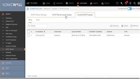 sonicwall gen 7 how to create a dhcp server