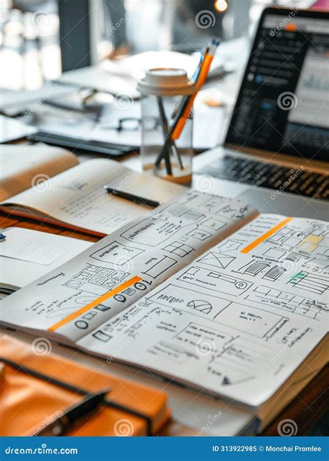 Handwritten Notes And Sketches Fill A Laptop Mockup A Fusion Of