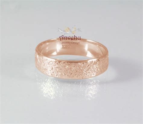 Rose Gold Wedding Band Womens Rose Gold Wedding Band Hammered Wedding