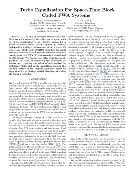 Pdf Turbo Equalization In Fwa With Stbc