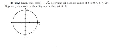 Solved K Given that csc θ determine all possible Chegg