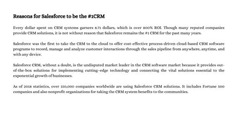 Ppt Process Driven Crm Salesforce Benefits Of Salesforce Crm