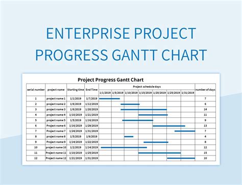 Enterprise Project Progress Gantt Chart Excel Template And Google Sheets File For Free Download