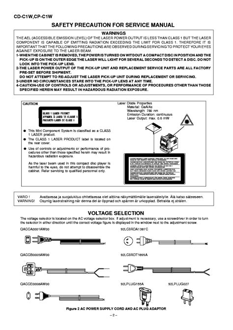 Sharp Cd C1w Cp C1w Mini Component System Service Manual Download