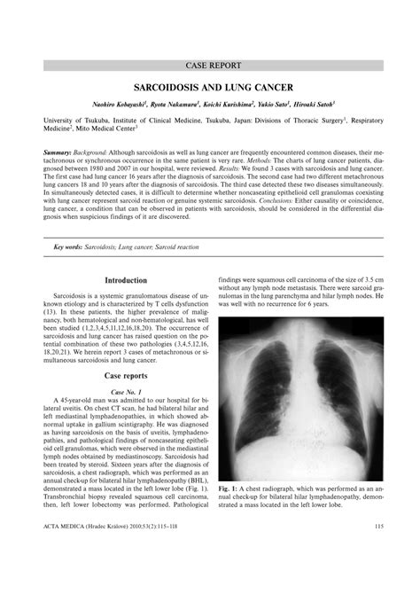 Pdf Sarcoidosis And Lung Cancer