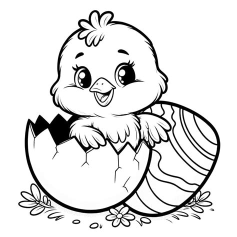 Dibujo Para Colorear Pollito De Pascua Saliendo De Un Huevo De Colores