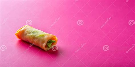 Sping Roll Placed On A Pink Floor Minimal Idea Concept Creative Ai