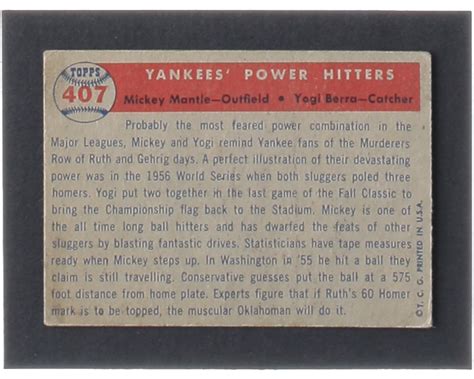 Mickey Mantle Yogi Berra Topps Yankees Power Hitters Pristine Auction