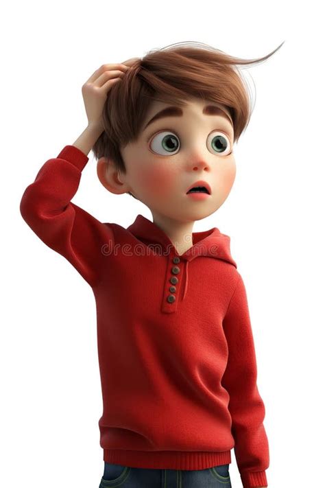 Portrait Of Cute Boy Scratch His Head Confuse Expression Shoot From