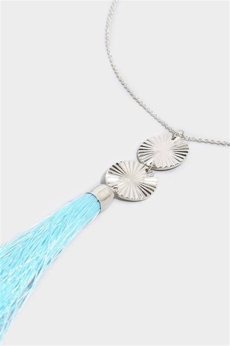 Silver And Turquoise Tassel Necklace One Size Yours Clothing