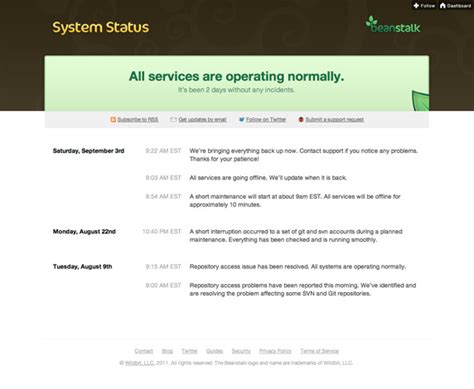 Designing A Status Page For Beanstalk Wildbit