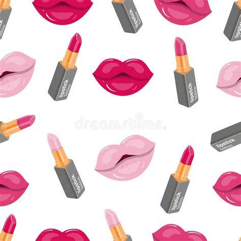 Vector Set Of Trendy Lipstick Shades Stylish Makeup Pattern With Pink