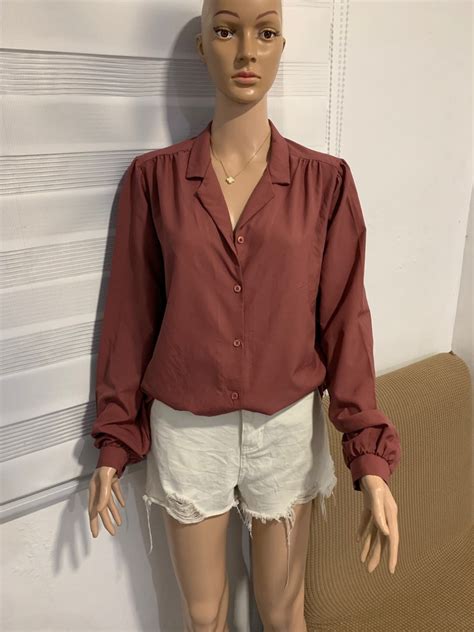 Rust Button Down Women S Fashion Tops Longsleeves On Carousell