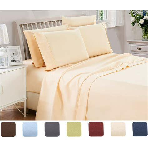 Lux Decor Collection Solids Bed Sheet Set Full Vanilla 4 Piece Deep