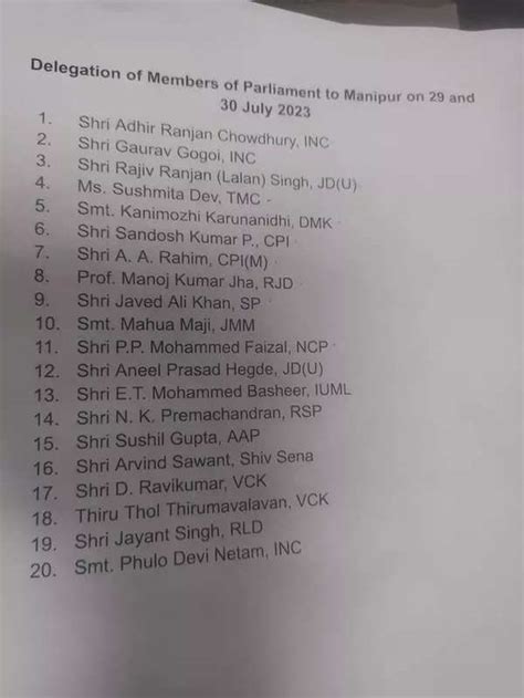 Manipur News Today 20 Mps From India Opposition Delegation To Visit