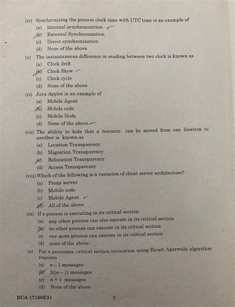 Distributed System Question Paper BCA Question Paper Distributed