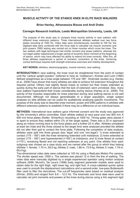 Pdf Muscle Activity Of The Stance Knee In Elite Race Walkers