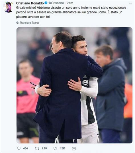 Cristiano Ronaldo Juventus Star In Emotional Reaction To Massimiliano