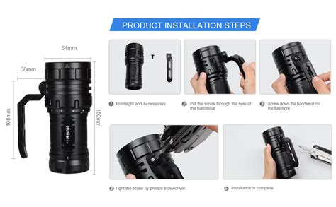 Amazon.co.jp: Wurkkos ダイビングライト、15000ルーメン DL06 LED 懐中電灯、充電式水肺潜水灯、100°ビーム ...