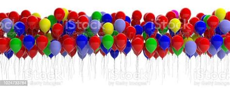 흰색 바탕에 다채로운 풍선입니다 3 차원 일러스트 레이 션 3차원 형태에 대한 스톡 사진 및 기타 이미지 3차원 형태 Carnival 개체 그룹 Istock