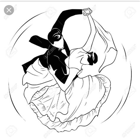 Two People Are Dancing Ballroom Dance In The Circle Black And White
