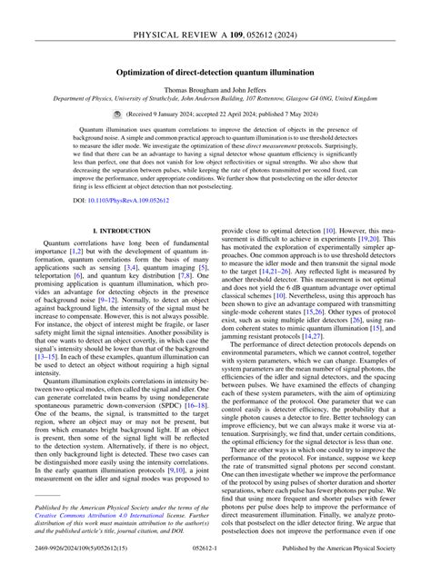 Pdf Optimization Of Direct Detection Quantum Illumination