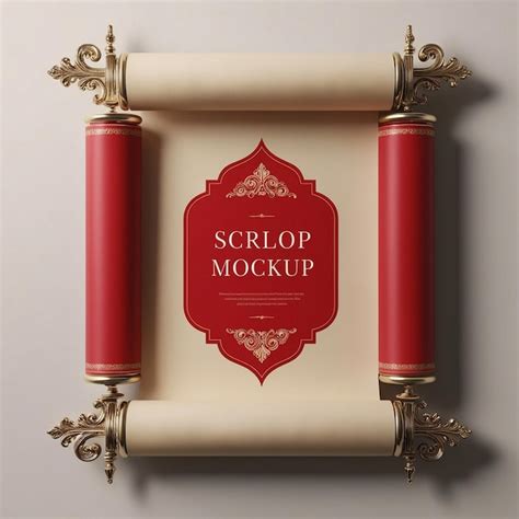 Elegant Red Scroll Design Mockup Premium Ai Generated Image