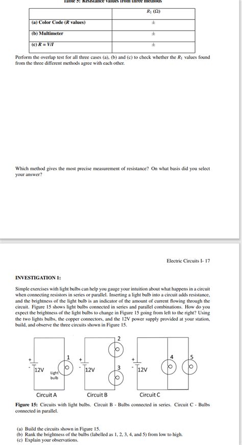 Solved Experiment 11 Measurement Of Resistance Using The