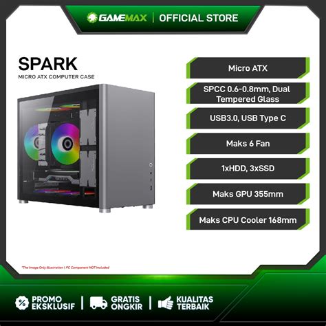 Jual GameMax Spark M ATX Desktop Gaming Computer Case Shopee Indonesia