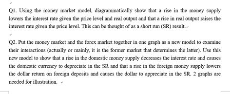 Solved T Q1 Using The Money Market Model Diagrammatically
