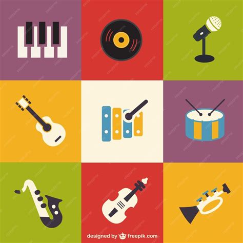 아이콘 플랫 세트 악기 무료 벡터