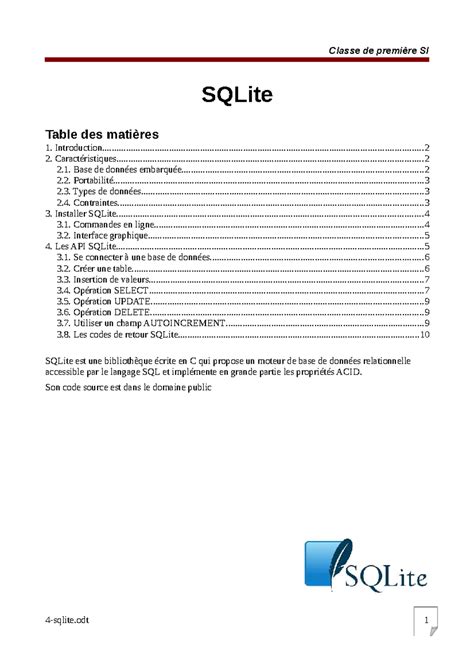 Sqlite Cours Sqlite Sqlite Est Une Biblioth Que Crite En C Qui