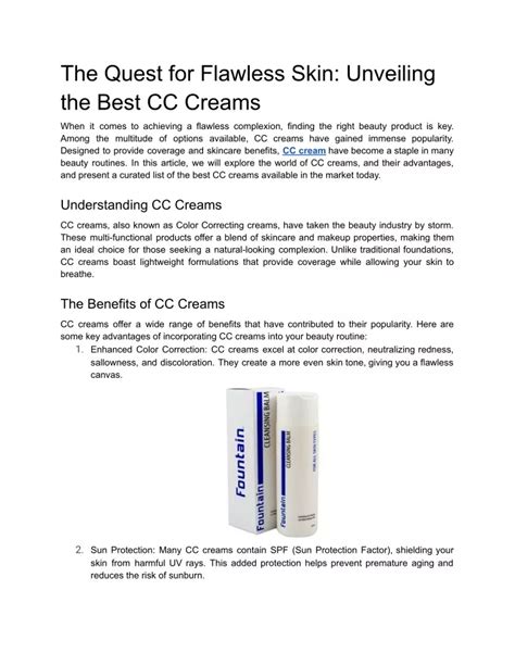 Ppt The Quest For Flawless Skin Unveiling The Best Cc Creams