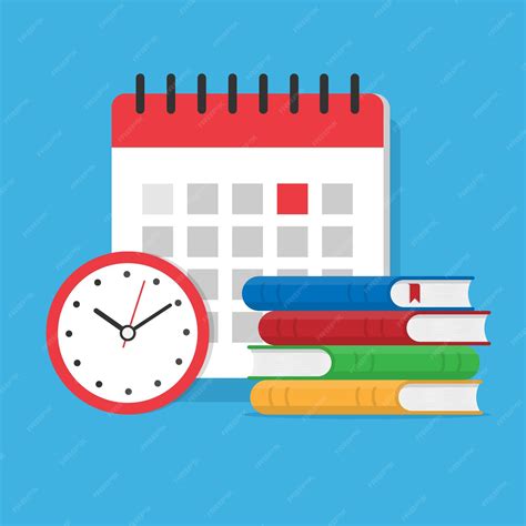 Premium Vector Timer Or Clock A Stack Of Books And A Calendar In The