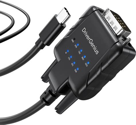 Drivergenius Usb C To Serial Rs232 Db9 Adapter With 9 X Data Monitoring Leds
