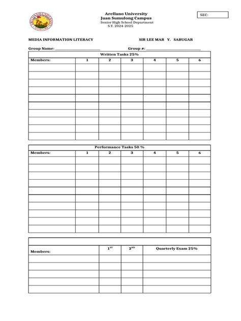 Points Tracker Template Sir Lee Pdf