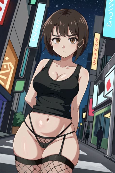 Rule 34 1girls Ai Generated Bangs Black Thong Black Topwear Brown