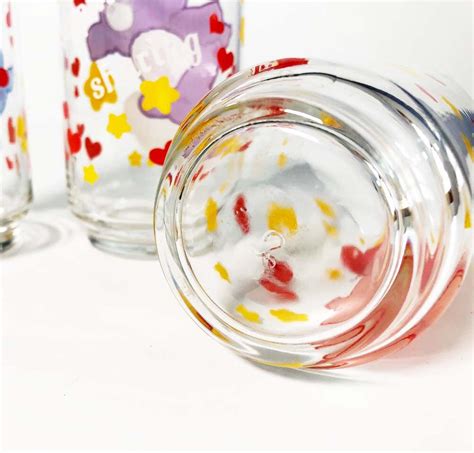 Care Bears Drinking Glasses Set Of 4 1986 Vintage Tumblers Libby