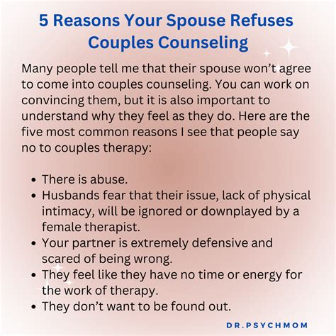 5 Reasons That Your Spouse Refuses Couples Counseling Dr Psych Mom