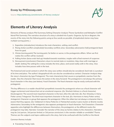 Elements Of Literary Analysis