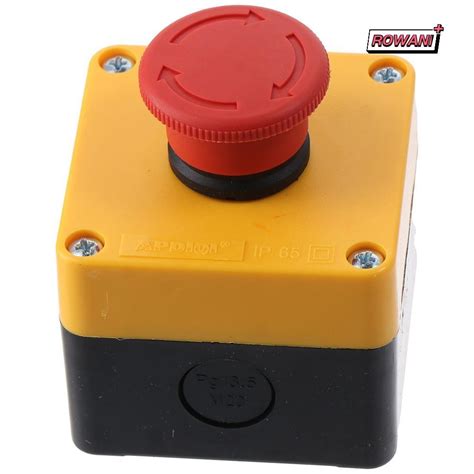 ROWAN1 Emergency Stop Switch Red Sign Plastic Push Button Electrical Equipment 660V With Box