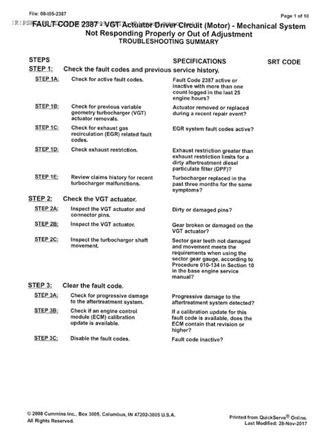 Cummins 2387 Fault Code Pdf