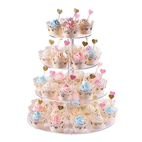 Cupcake Stand 4 Tier Round Acrylic Cupcake Display Stand Dessert Tower