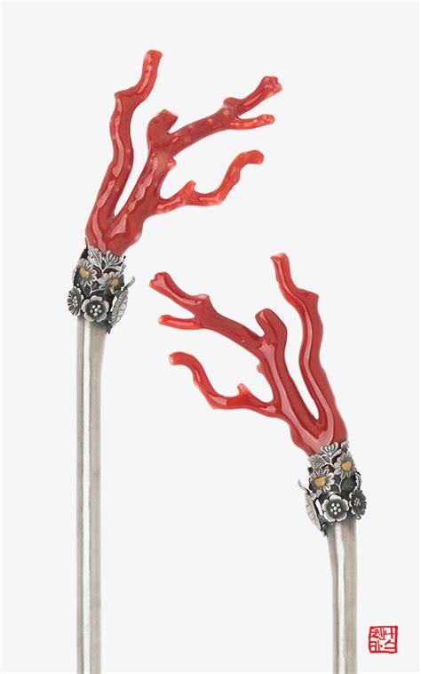 나스첸카 나스첸카 판타지 산호 비녀 한복비녀 비녀 헤어 주얼리 산호