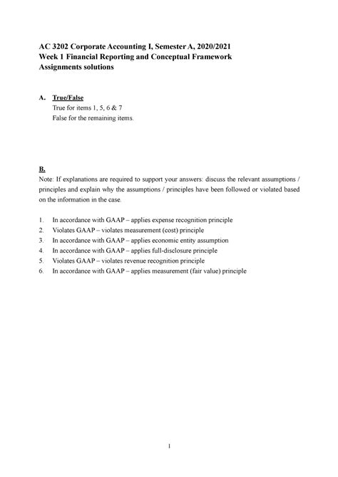 AC3202 W1 Framework ASM Solutions 1 AC 3202 Corporate Accounting I