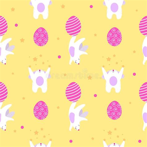 Cartoon Easter Bunny Pattern Happy Easter Stock Illustration