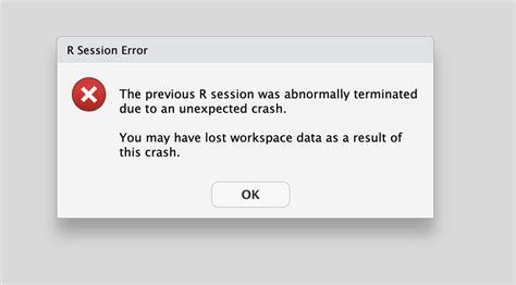 R Session Crashes On Running Ggplot With Popup Message Previous R