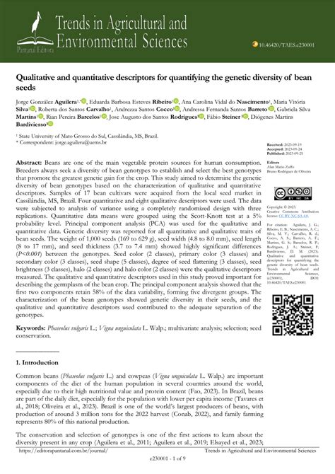 Pdf Qualitative And Quantitative Descriptors For Quantifying The