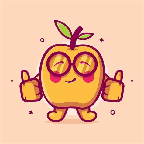 Premium Vector Cute Apricot Fruit Character Mascot With Thumb Up Hand